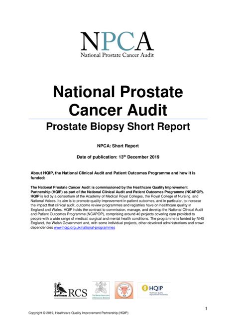 National Prostate Cancer Audit Short Report Prostate Biopsy Hqip