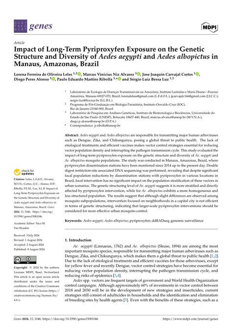 Pdf Impact Of Long Term Pyriproxyfen Exposure On The Genetic
