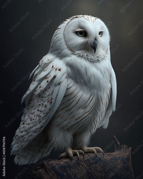 Snowy Owl Isolated Plain Background Stock Illustration Adobe Stock