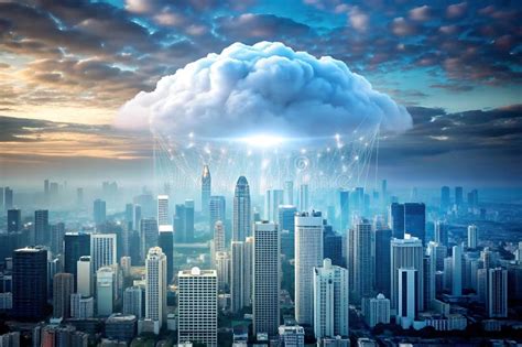 Cloud Computing Over Modern Cityscape Technology And Urbanization