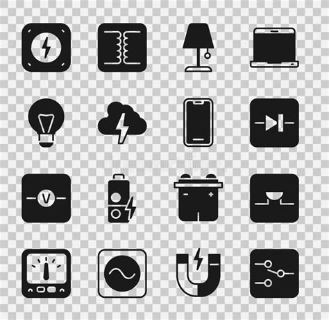 Set Switch In Electronic Circuit Buzzer Diode Table Lamp Cloud And