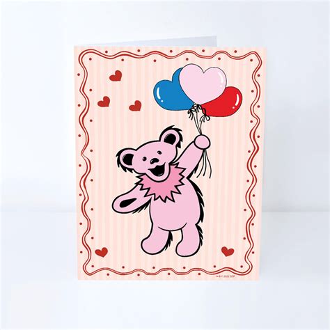 Grateful Dead Bear With Balloons Greeting Card Little Hippie