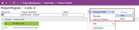 How To Set Project Program Validity Status Ifs Community