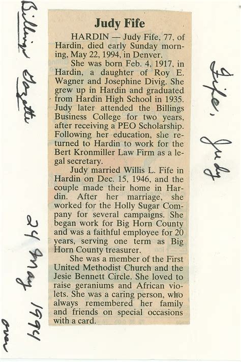 Fife Judy Montana History Portal