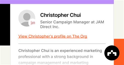 Christopher Chui Senior Campaign Manager At Jam Direct Inc The Org