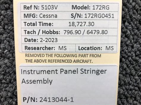 2413044 1 Cessna 172rg Instrument Panel Stringer Assembly