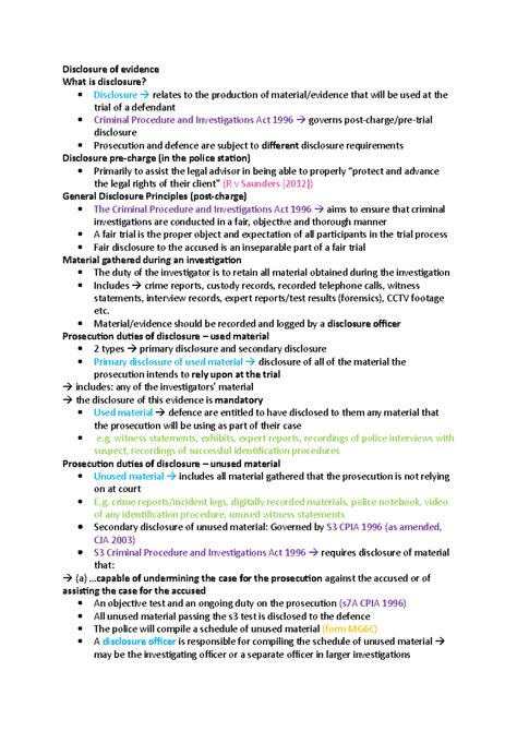 Disclosure Of Evidence Lecture Notes Disclosure Of Evidence What Is