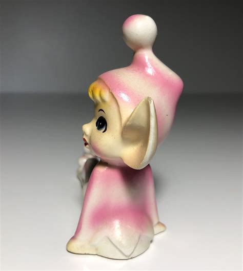 Vintage Christmas Pink Pixie Elf Ceramic Figurine Porcelain Relco Japan 1950s 4572892318