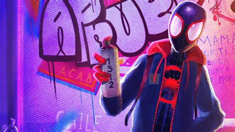 Miles Morales Neon Graffiti Spider Man — Comic Hd Wallpaper