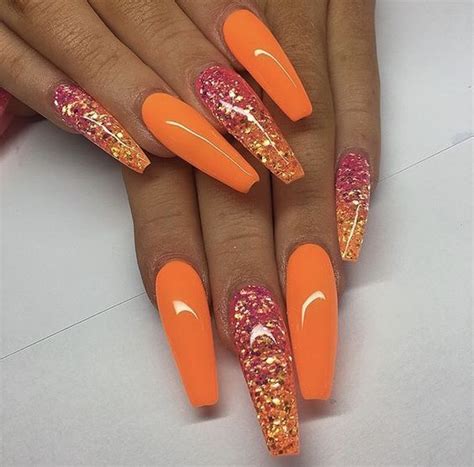 Acrylic Orange Coffin Nails Designs Are So Perfect For Fall Hope They