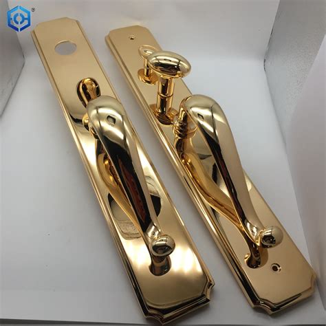 Solid Brass Entry Door Handle Set With Door Lever In Brushed Brass