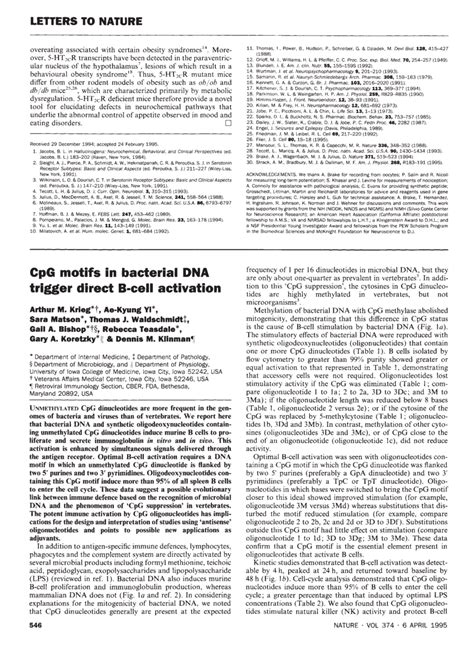 Pdf Cpg Motifs In Bacterial Dna Trigger Direct B Cell Activation