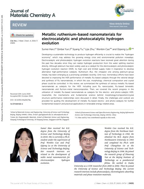 Pdf Metallic Ruthenium Based Nanomaterials For Electrocatalytic And Photocatalytic Hydrogen