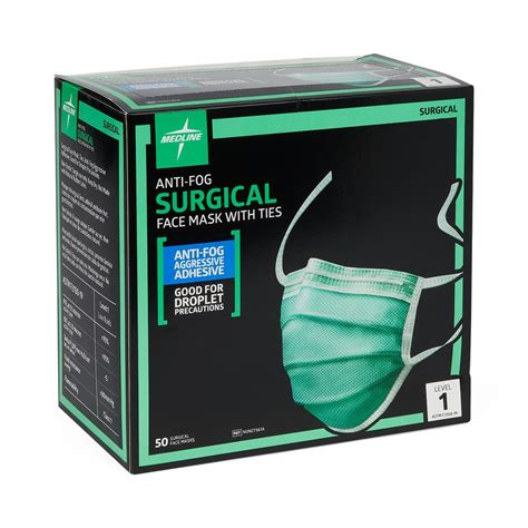 Medline Astm Level 1 Surgical Face Mask With Anti Fog And Ties Medline