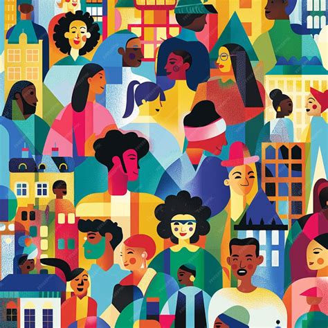 Vector Graphic Of Diverse People In A Multicultural City Premium Ai