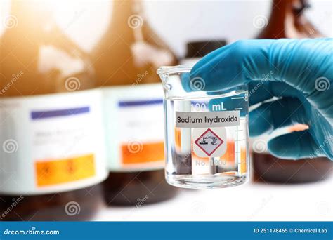 Sodium Hydroxide Pellets And Zinc Powder In Test Tube With Plug Cap Cosmetic Chemicals