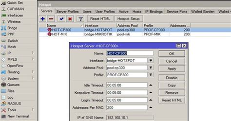 Fungsi Menu Server Hotspot Mikrotik