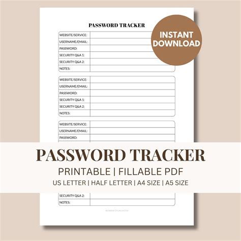 Password Tracker Password Logbook Password Organizer Etsy