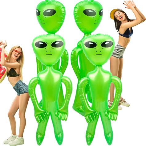 Haconba 4 Pack 67 Inch Giant Inflatable Alien Green Blow Up Alien Jumbo Inflatable Aliens For