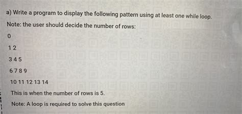 Solved A Write A Program To Display The Following Pattern Chegg
