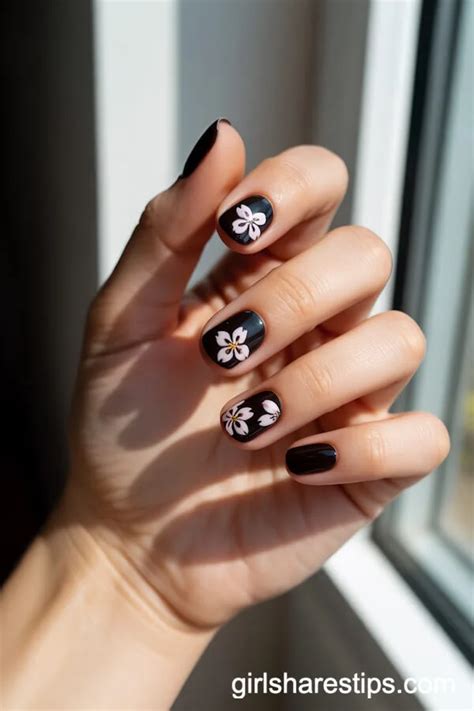 21 Gorgeous Black Floral Nails Designs Youll Want To Try This Season