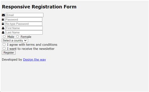 Registration Form Using Html And Css