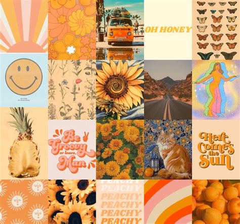 Good Vibes Photo Wall Collage Kit Groovy Sunny Decor Etsy