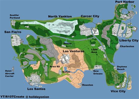 U S Map That Brings All Grand Theft Auto Cities Into One Map Gta