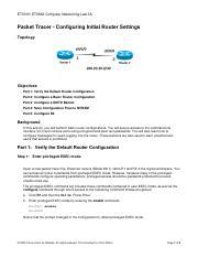 Lab A Packet Tracer Configuring Initial Router Settings Pdf ET ET Computer