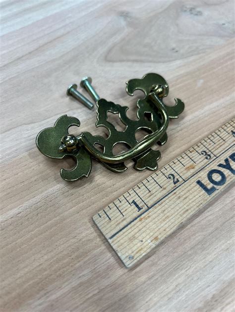 Ethan Allen Vintage Brass Drawer Handles Filagree Batwing Dresser