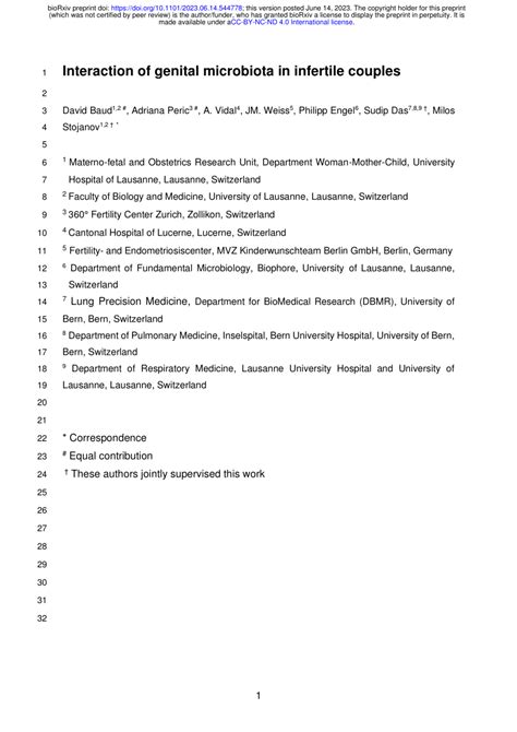 Pdf Interaction Of Genital Microbiota In Infertile Couples