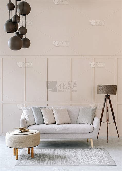 舒适的家庭内部，客厅的特写。素材 花瓣网