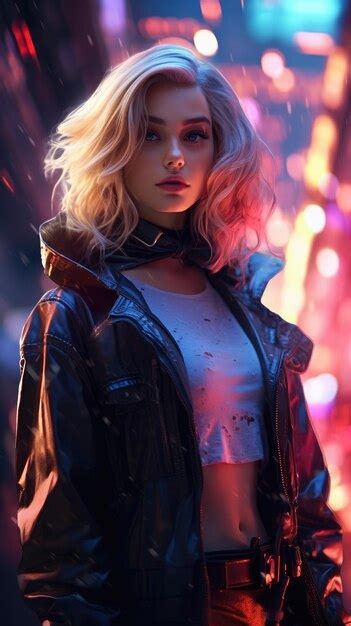 Premium Ai Image Cool Girl Charachter With Futuristic Clothes