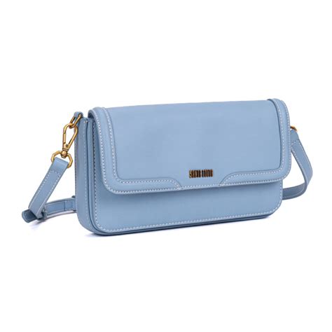 Bolsa Azul Claro Pesponto Pequena Transversal Santa Lolla