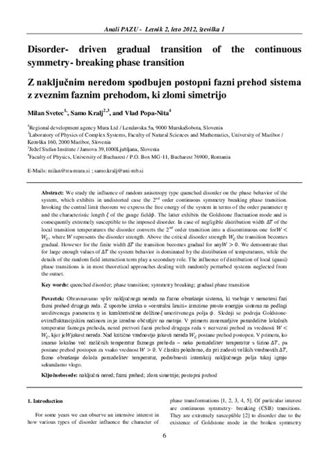 Pdf Disorder Driven Gradual Transition Of The Continuous Symmetry