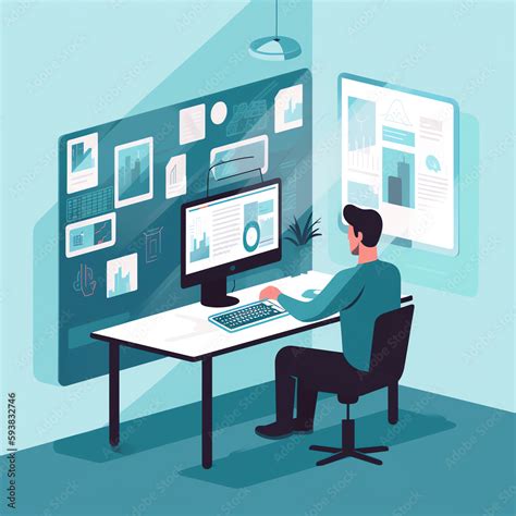 Virtual Classroom Person At Desk With Virtual Classroom Open