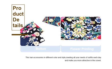 Bohend Boho Button Headbands Wide Women 4 Pack Flower Hair