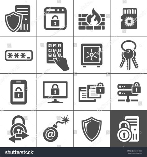 Information Technology Security Icons Simplus Series Stock Vector