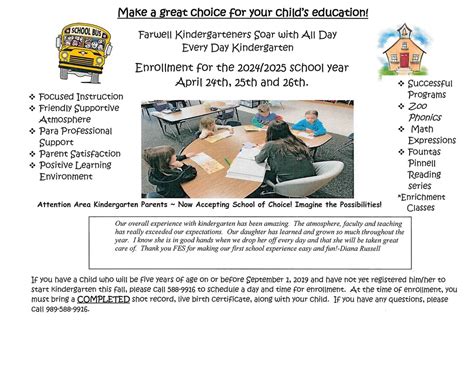 Kindergarten Enrollment Farwell Elementary