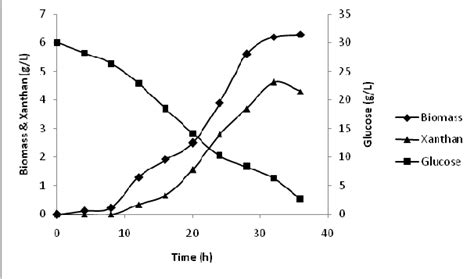 Time Profiles Of Biomass Xanthan And Glucose Concentrations Download Scientific Diagram