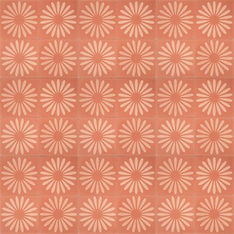 Orange And White Flower Pattern Wall Tile
