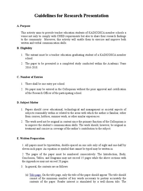 Research Colloquium Guidelines Pdf Argument Bracket