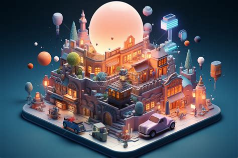 奇幻的3d建筑插画图片下载 正版图片600483551 摄图网