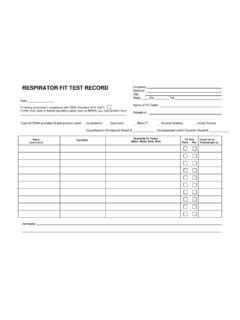 Qualitative Respirator Fit Test Record Address Date Qualitative