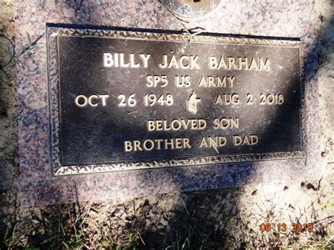 Billy Jack Barham 1948 2018 Find A Grave Memorial