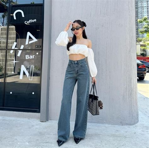 ยีนส์ Saran กางเกงยีนส์ทรงกระบอกสีสนิม Saran Jeans