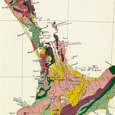 Geological Map Of New Zealand Geologic New Zealand Map Etsy