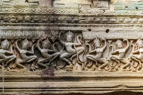 Cambodia Siem Reap The Archaeological Park Of Angkor A Bas Relief