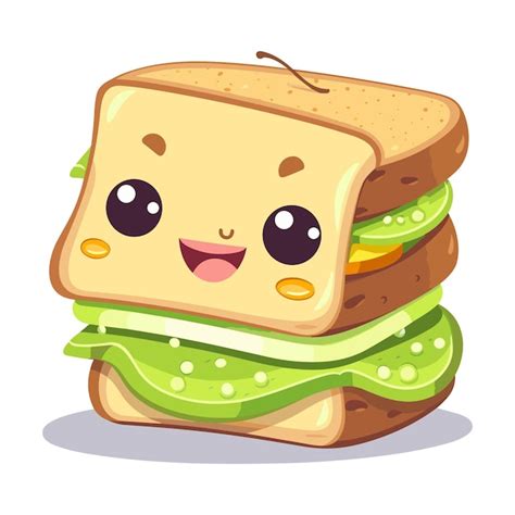 Premium Vector A Cartoon Sandwich Ilustration With A Smiley Face On It