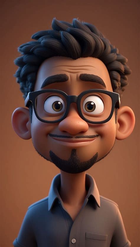 A Cartoon Man With Glasses And A Beard Cartoon Man Short Dark Hair